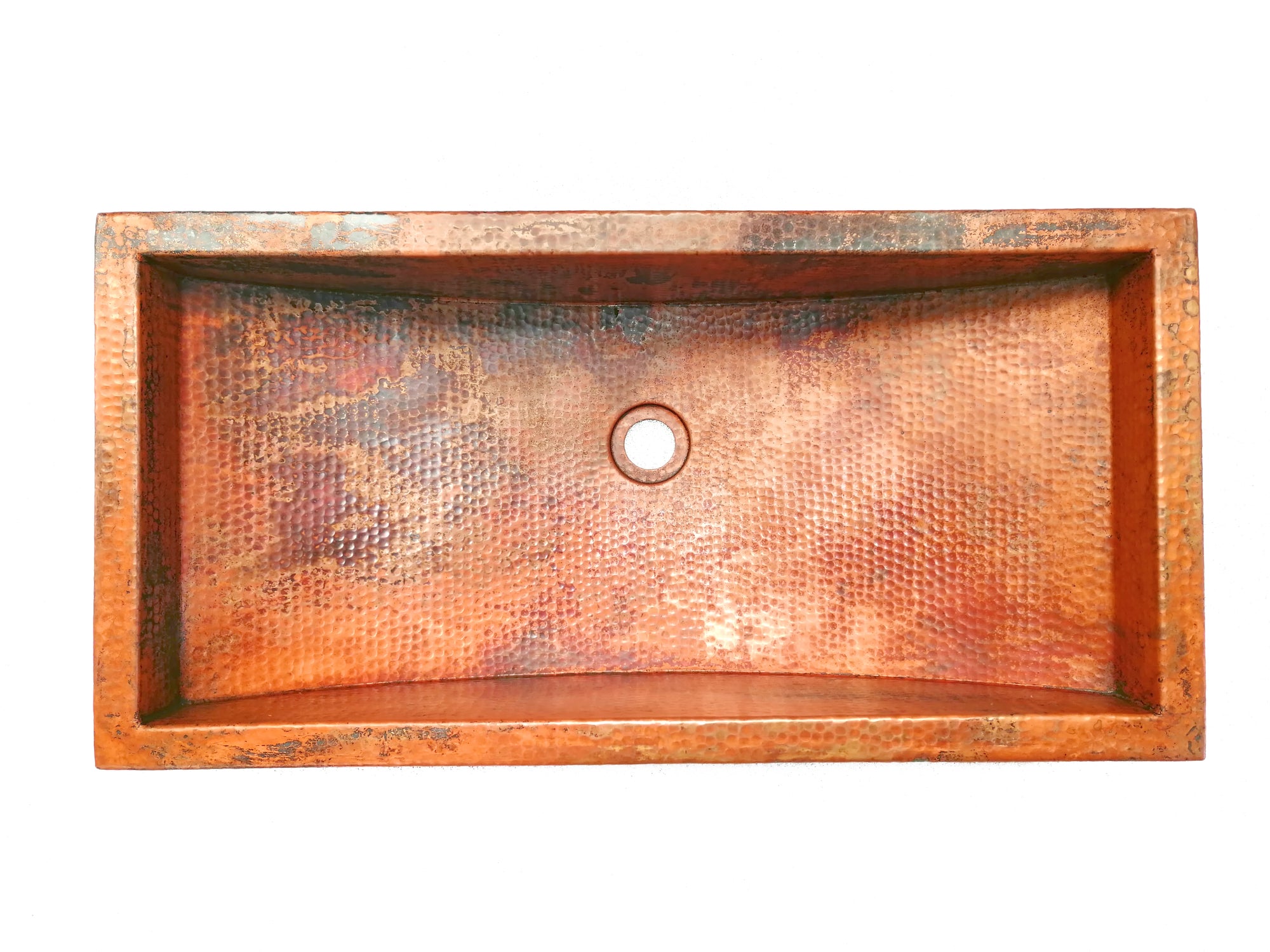 Rectangular Under Mount Bathroom Copper Sink with 1.5" Flat Rim ...